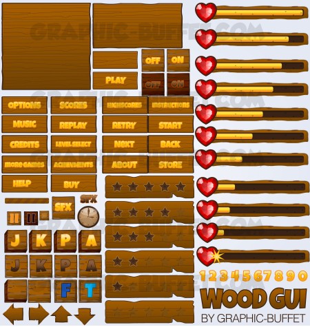 Wood Themed Graphical User Interface Pack Game GUI from Graphic Buffet